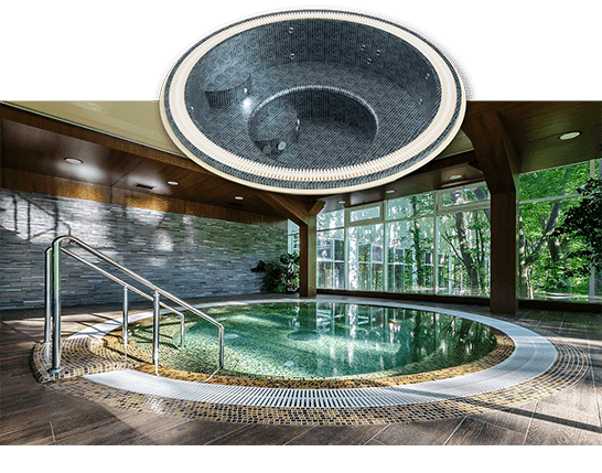 Discover High-End Mosaic Tiled Spas with Skimmers and Overflow